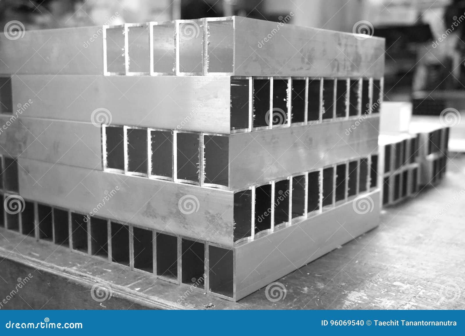 Stack of Aluminum Square Tube Stock Photo - Image of steel, group: 96069540
