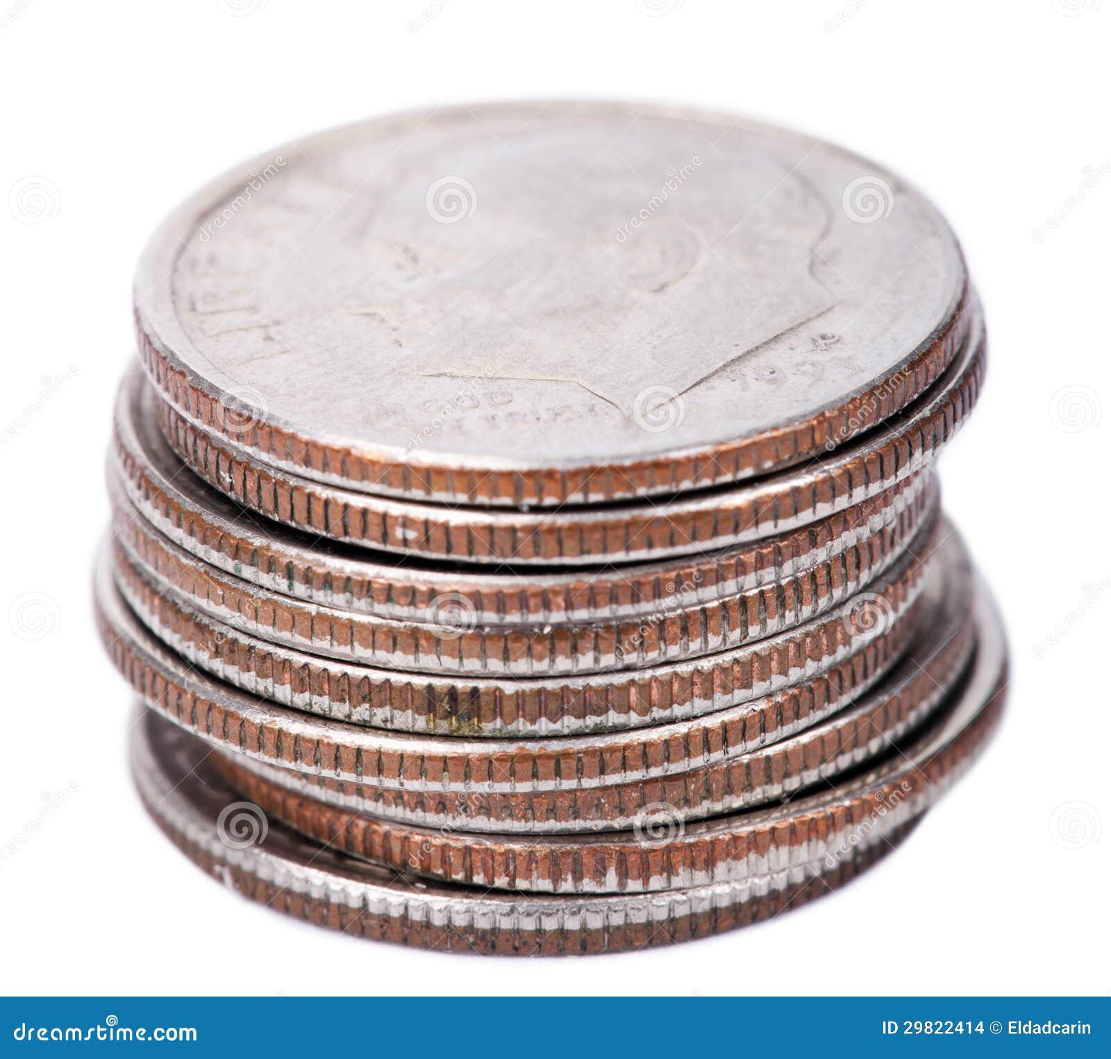 Isolated US Dime Stack stock photo. Image of economics - 29822414