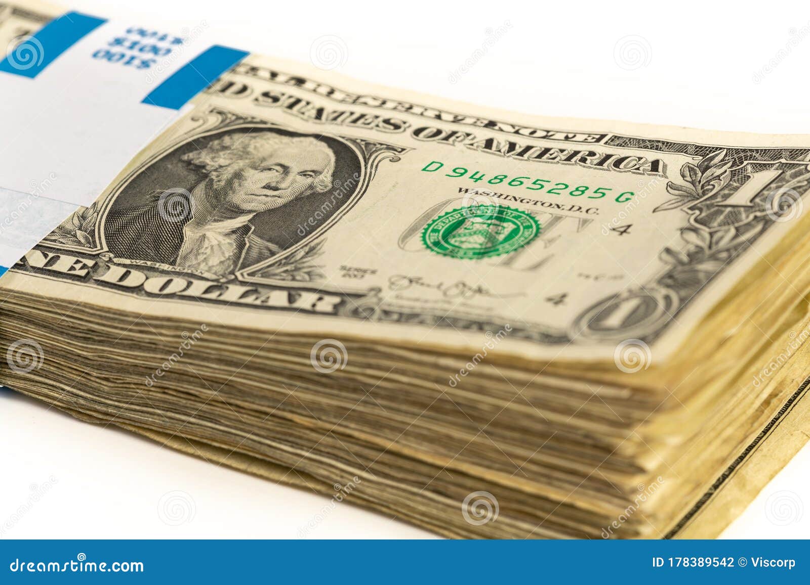 Stack of One Dollar Bills, Paper Money Stock Photo - Image of bank ...