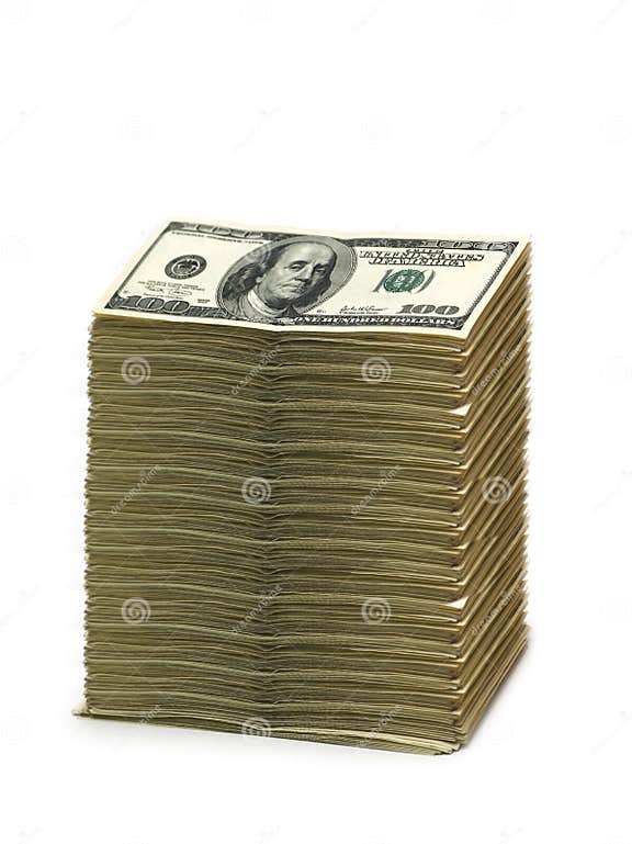 Stack of American Dollars Isolated Stock Photo - Image of currency ...