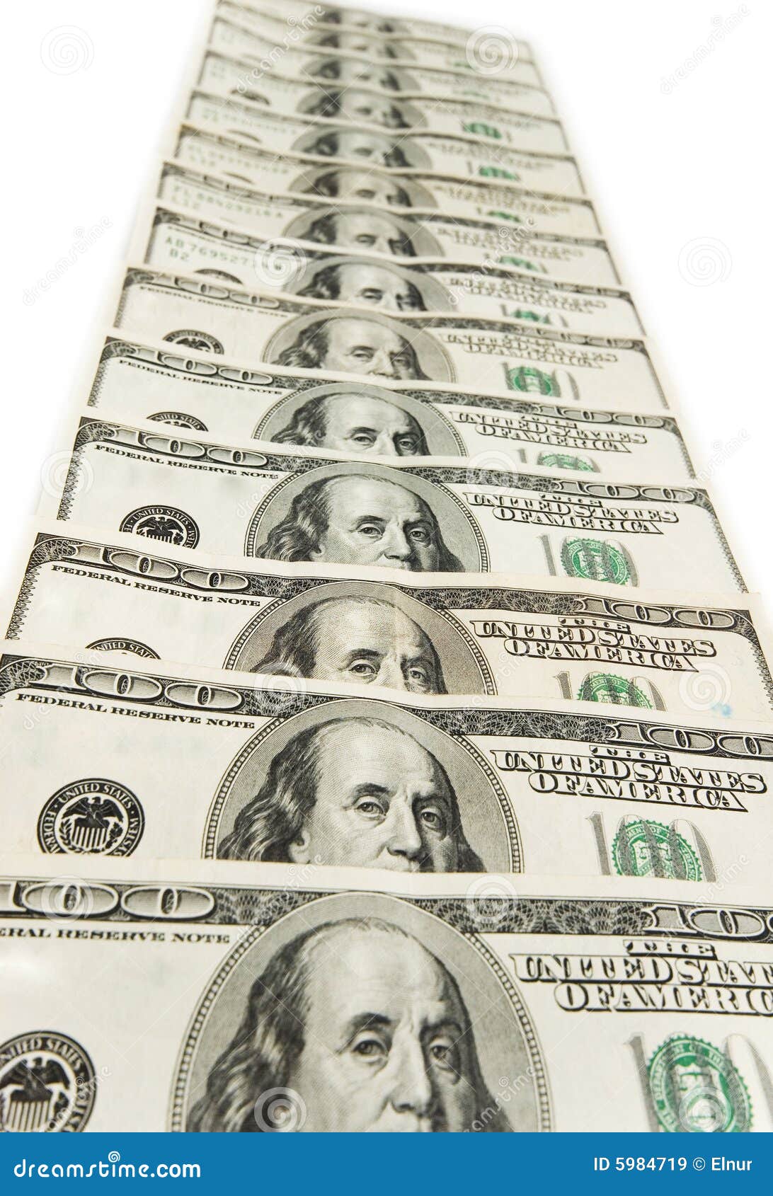 Stack of American Dollars Isolated on White Stock Image - Image of ...