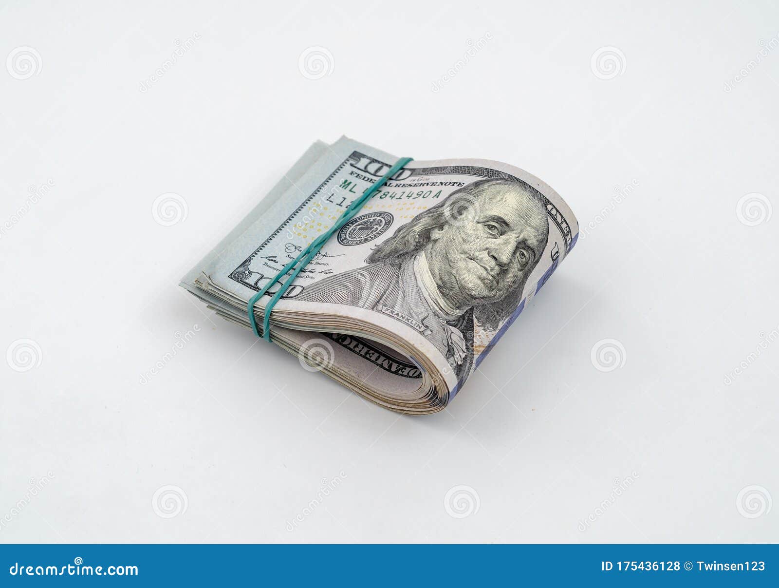 Stack of American Dollars Tied with Rubber Band for Money Stock Photo ...