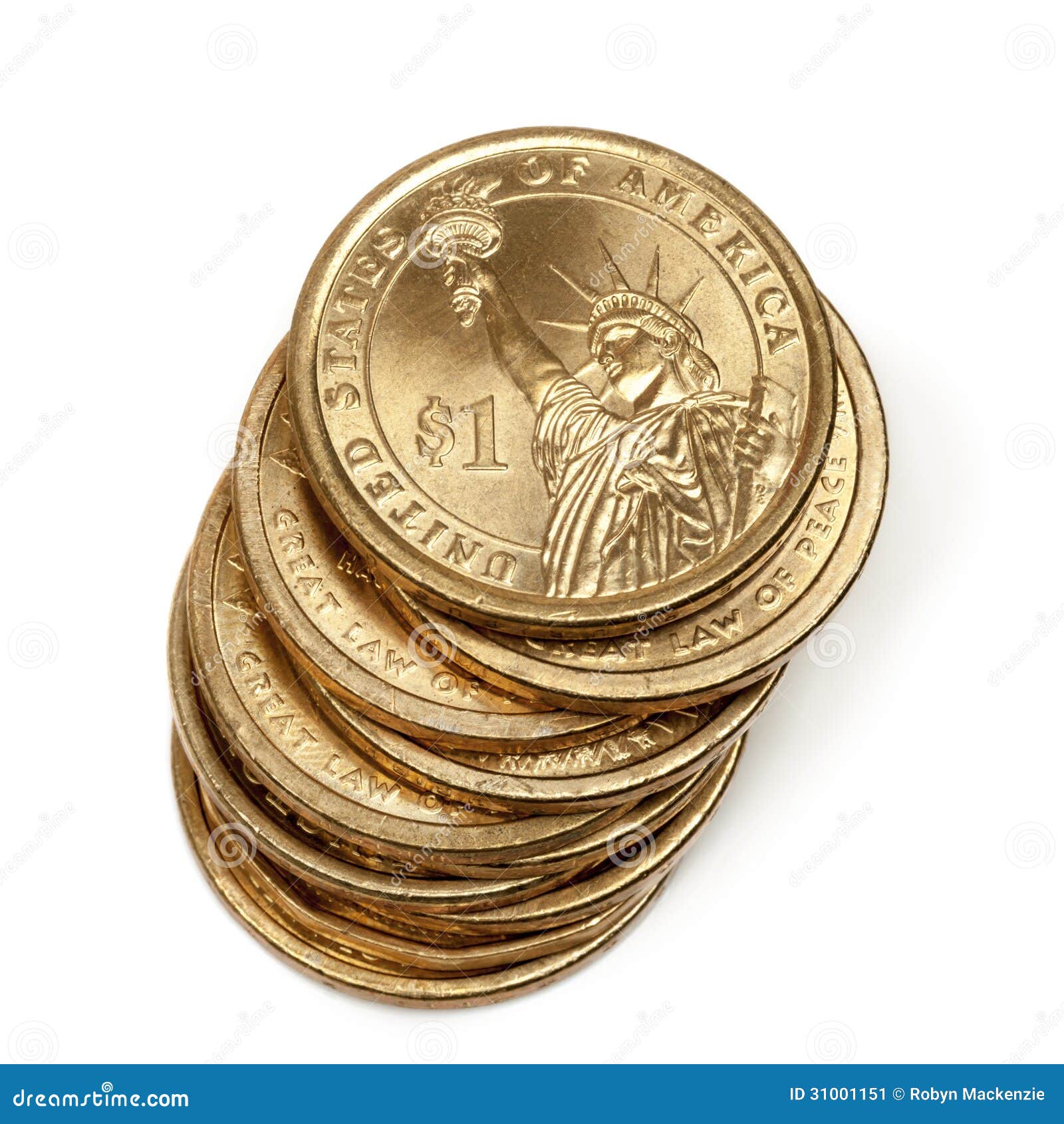 Stack of American One Dollar Coins Stock Image - Image of pile, dollars ...