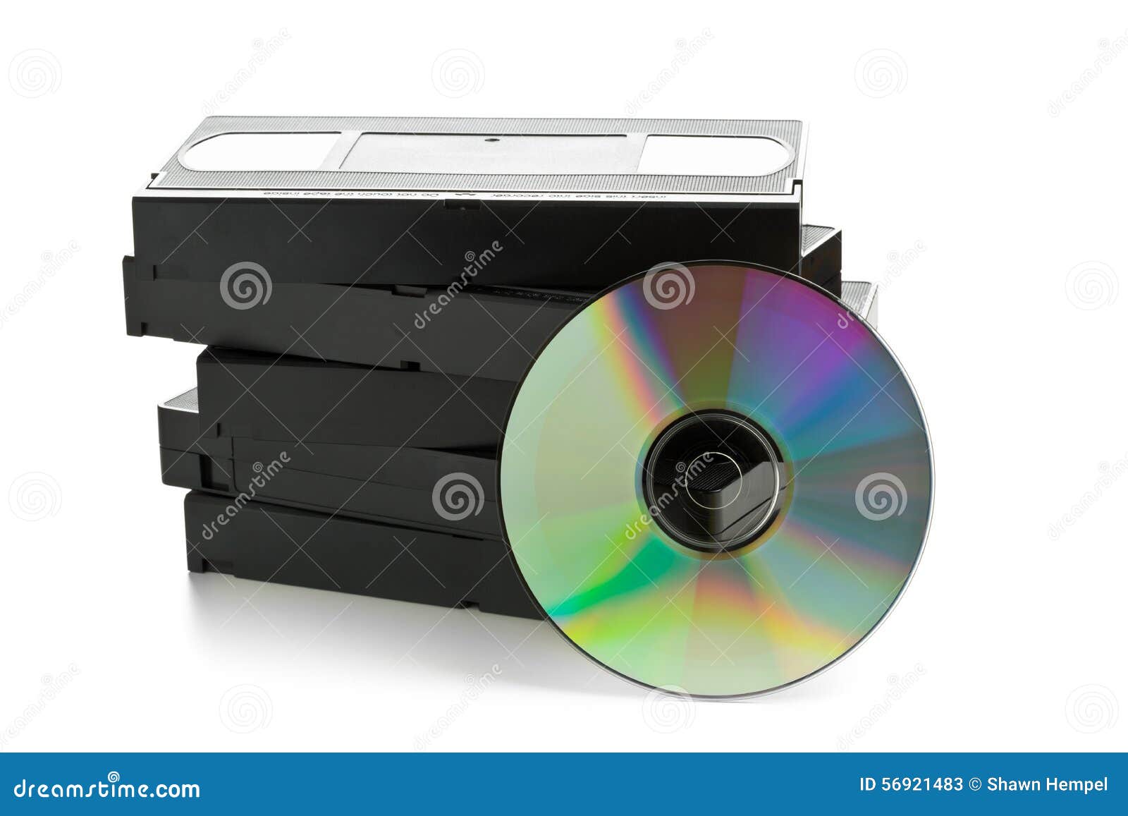 Stack of Analog Video Cassettes with DVD Disc Stock Image - Image of ...