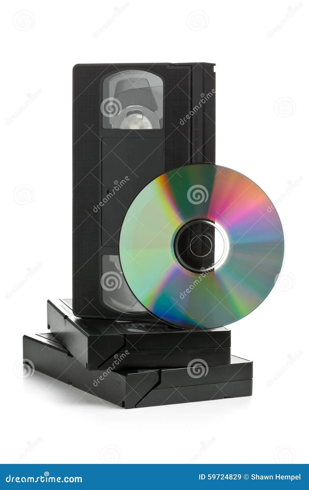 Stack of Analog Video Cassettes with DVD Disc Stock Image - Image of ...