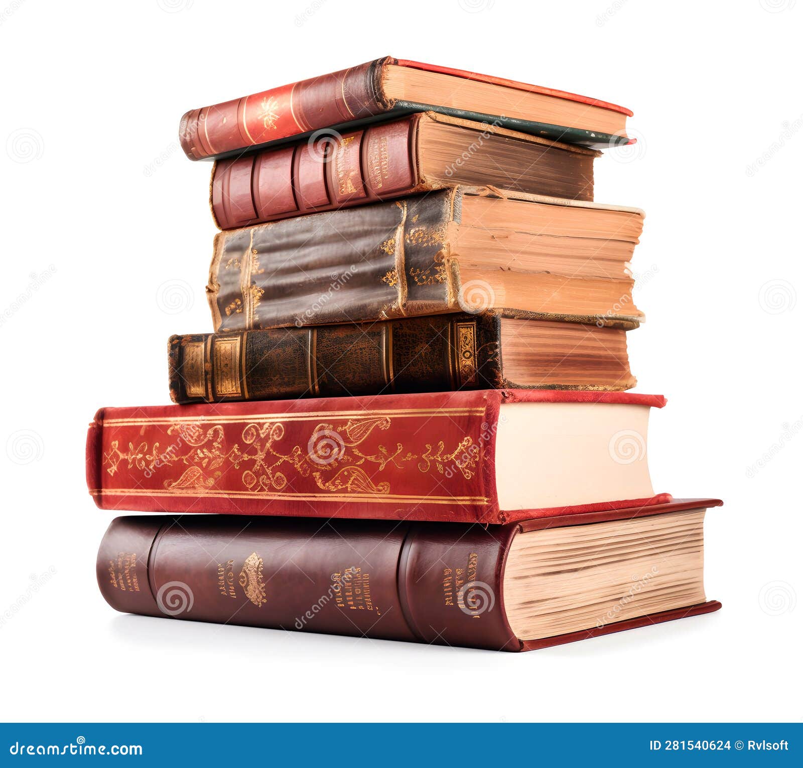 Stack of Ancient Books on White Background, Realistic 3D Illustration ...