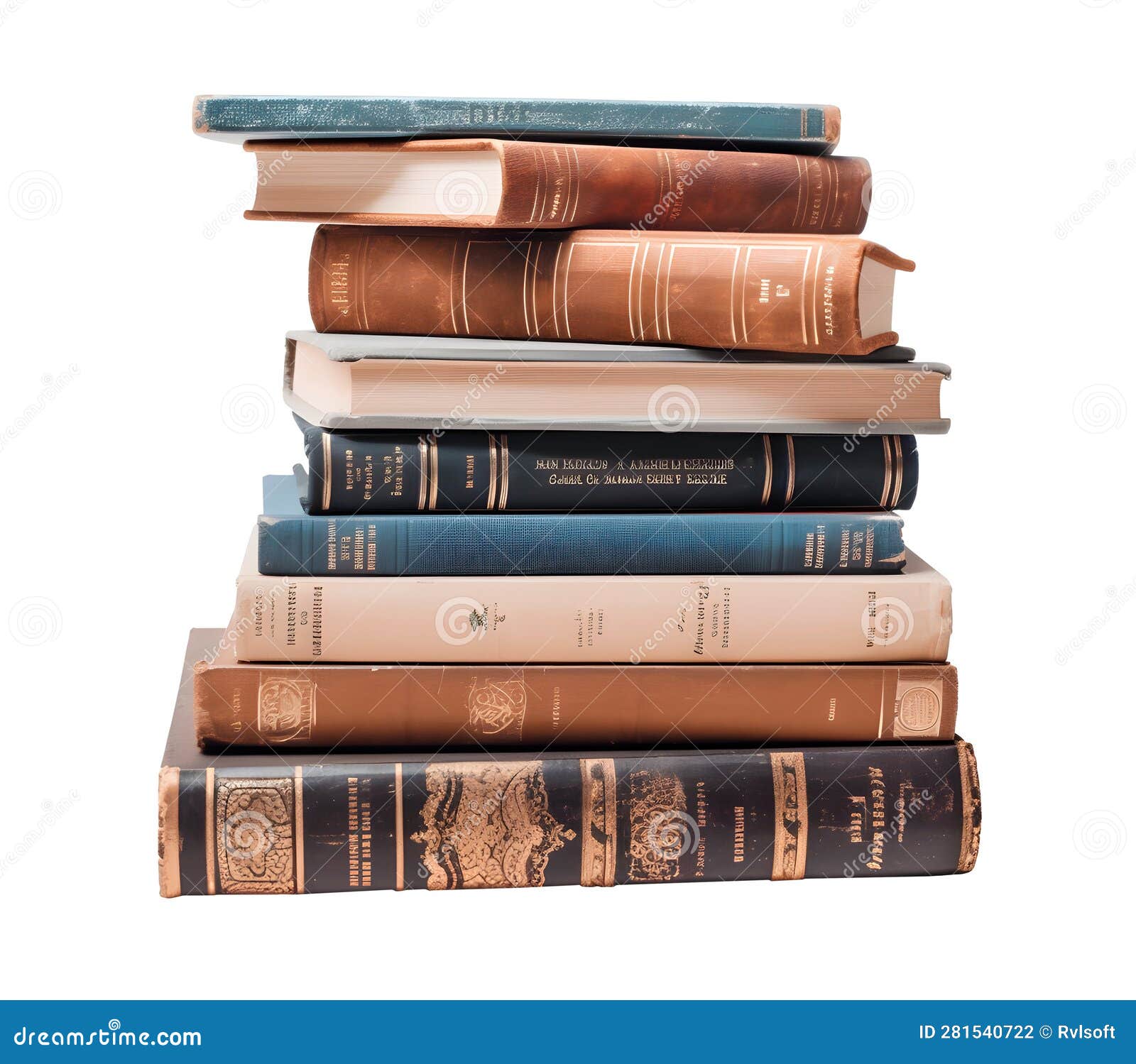 Stack of Ancient Books on White Background, Realistic 3D Illustration ...