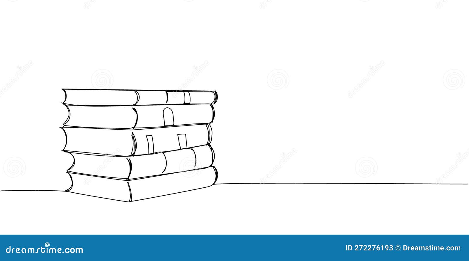 Stack of 5 Antique Books One Line Art. Continuous Line Drawing of Book ...