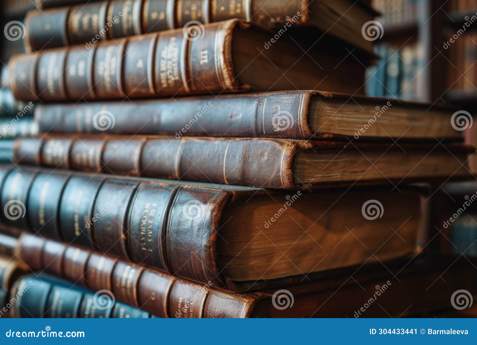 Stack of Antique Leather Books in Library. Pile of Ancient Books Stock ...