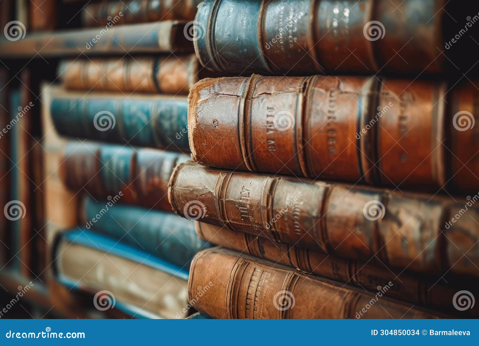 Stack of Antique Leather Books in Library. Pile of Ancient Books Stock ...