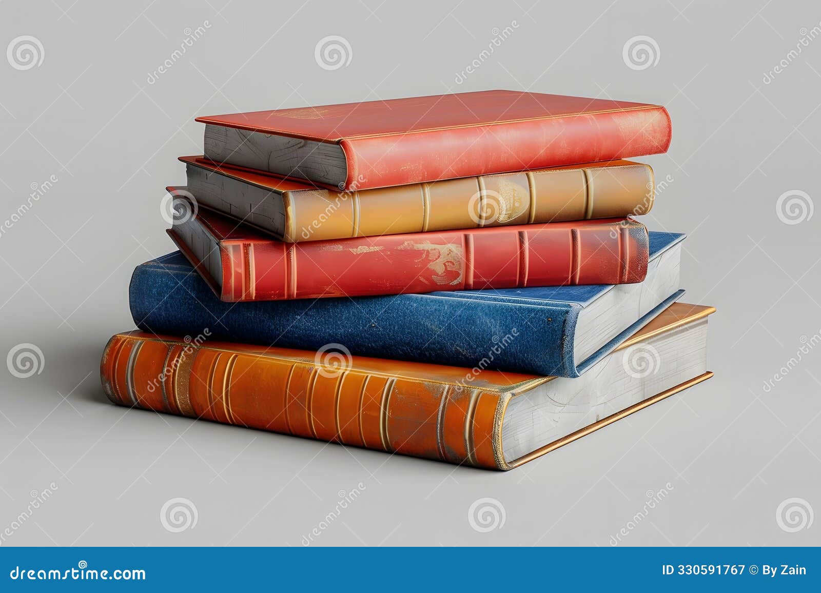Stack of Antique Leather-Bound Books Isolated O Transparent Background ...