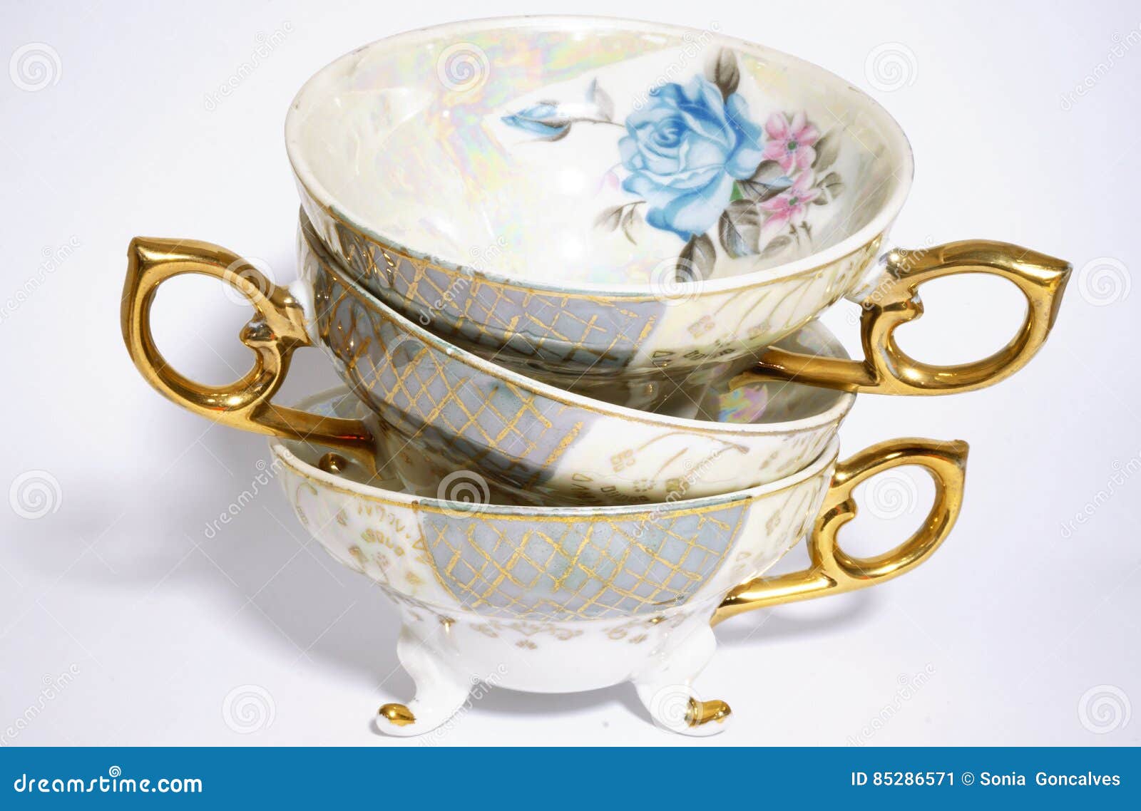 Stack of antique tea cups stock image. Image of saucer - 85286571