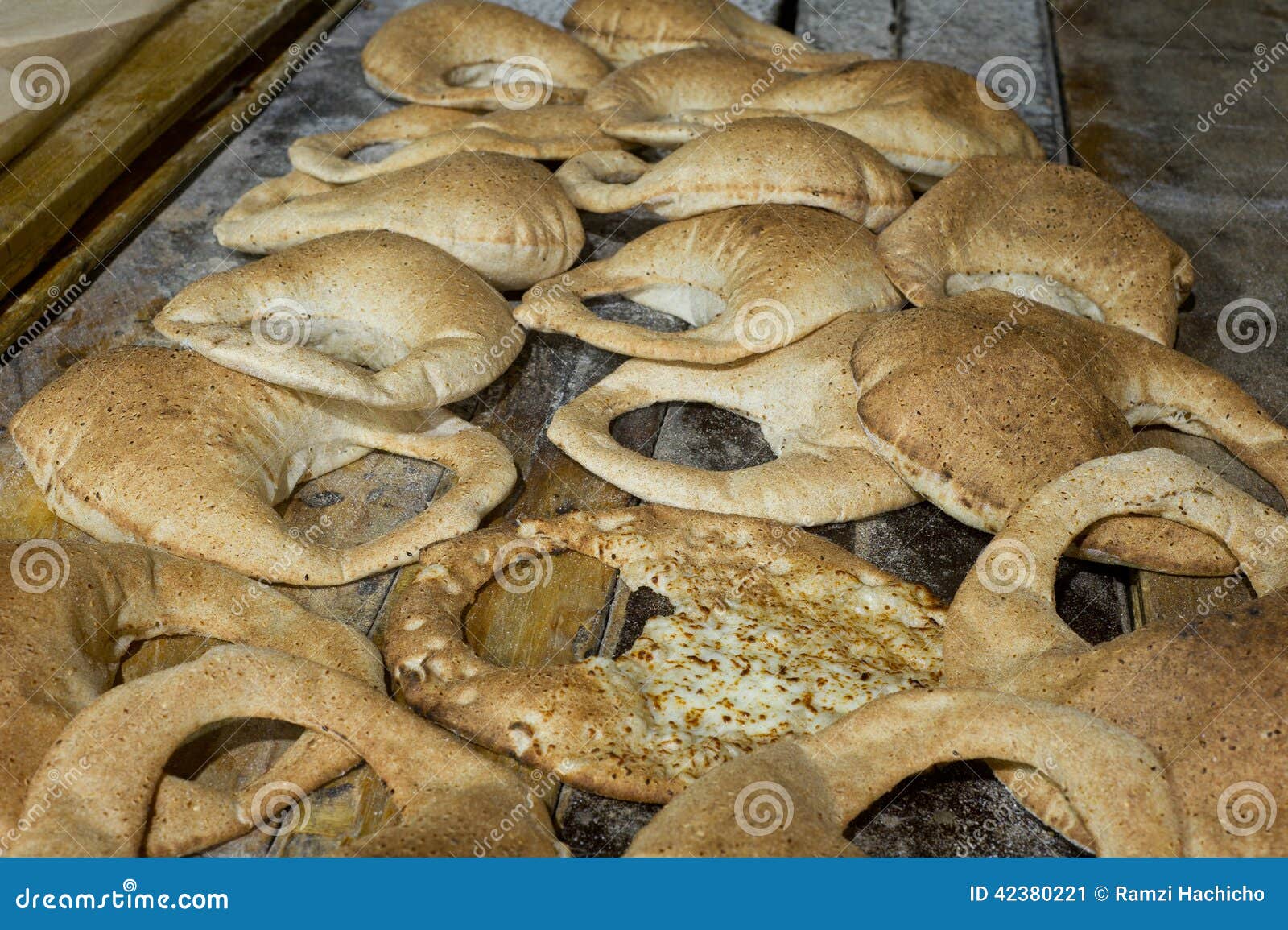 Stack of Arabic Bread Kaek in a Bakery Stock Image - Image of healthy ...