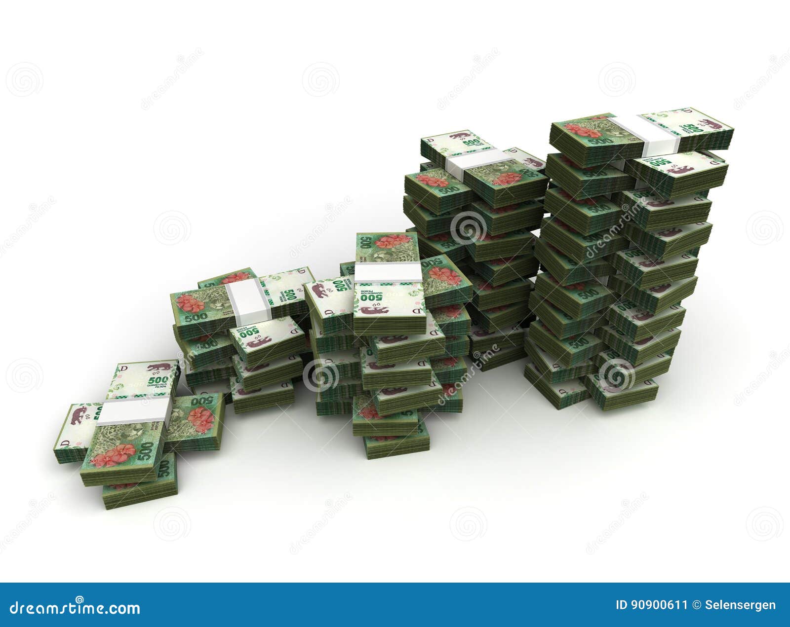 Stack of Argentina Pesos stock illustration. Illustration of white ...