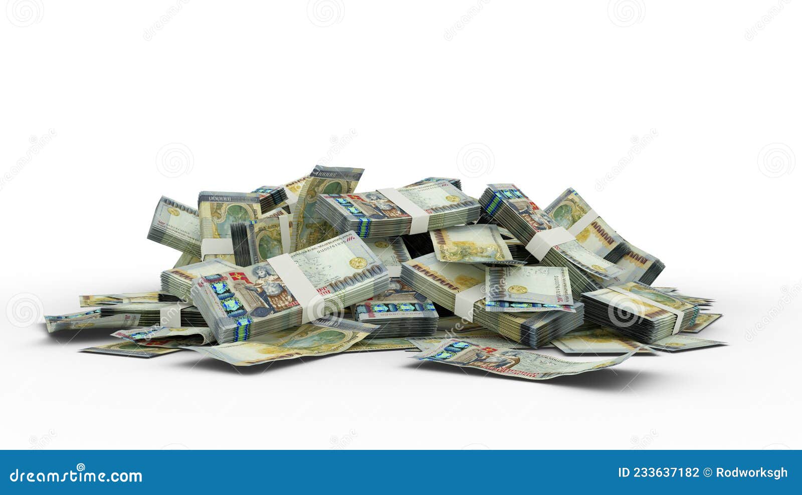 Stack of 100000 Armenian Dram Notes Isolated on White Background Stock ...