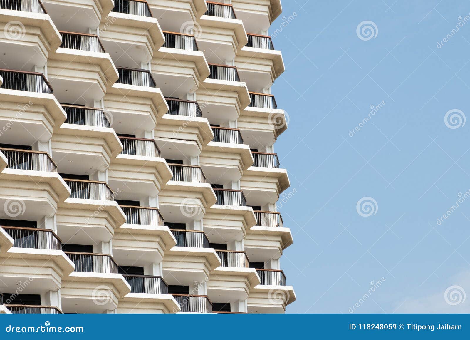 Stack Array Many Floor and Terrace Hotel Building Stock Image - Image ...