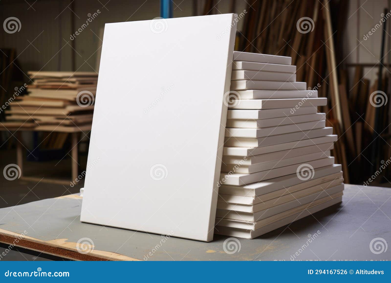 A Stack Of Artist Canvases In Various Sizes Captured From Side Stock Illustration