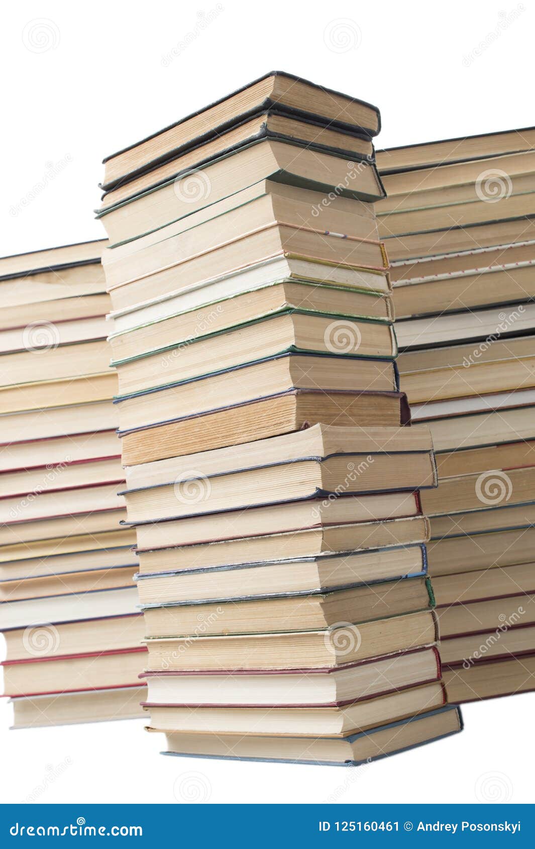 Stack of Artistic Old Books Stacked on White Background Stock Image ...