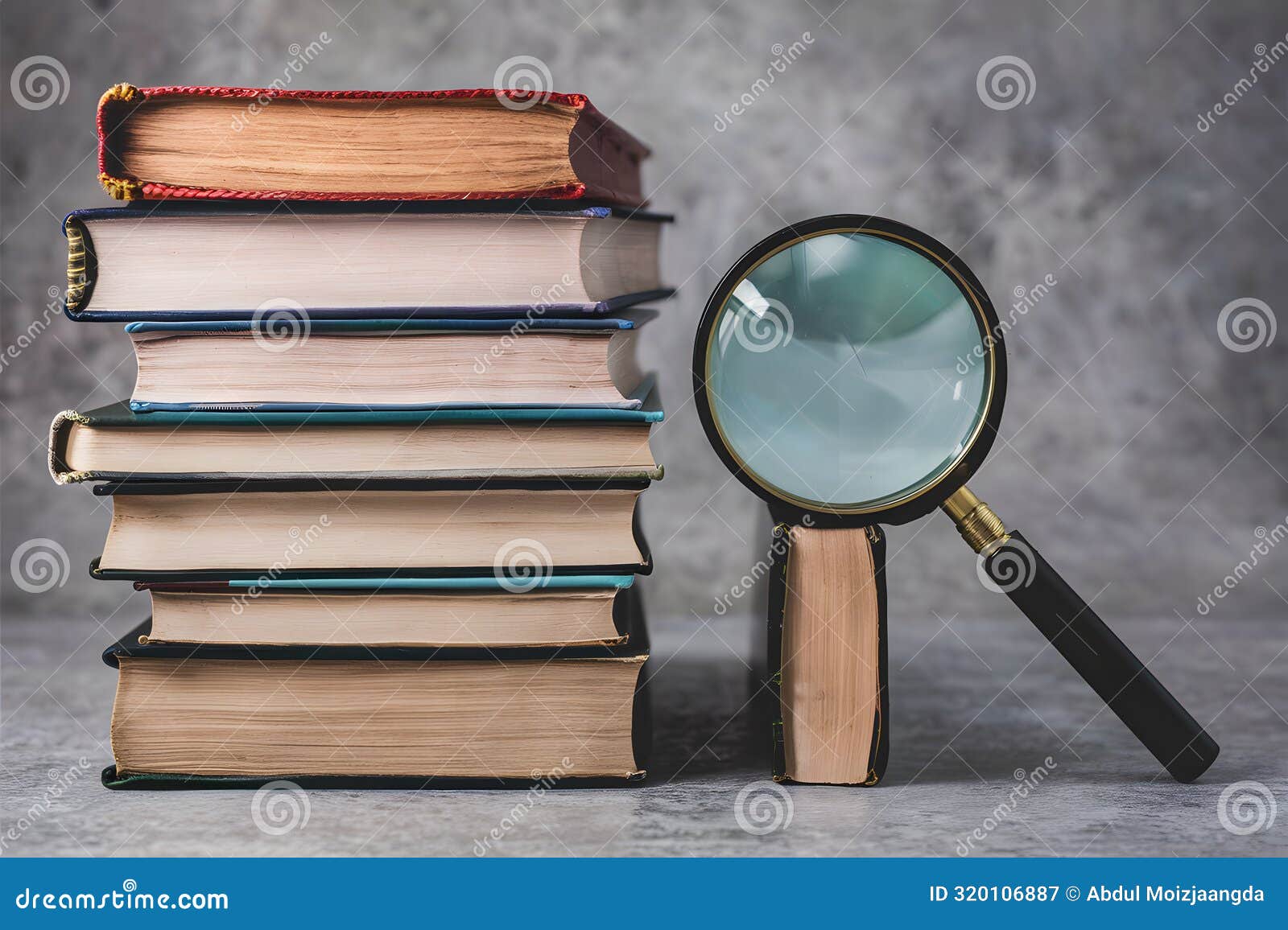 A Stack of Assorted Books with Magnifying Glass on Top for Research ...