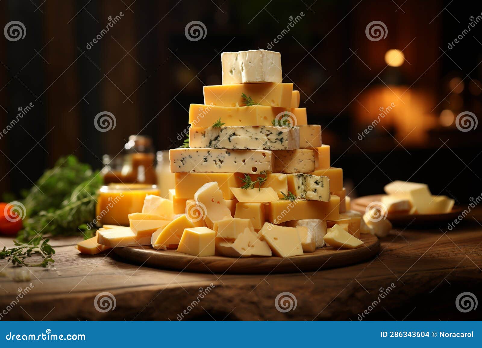 Assorted Cheese Types Displayed Appetizingly On Wooden Table For ...