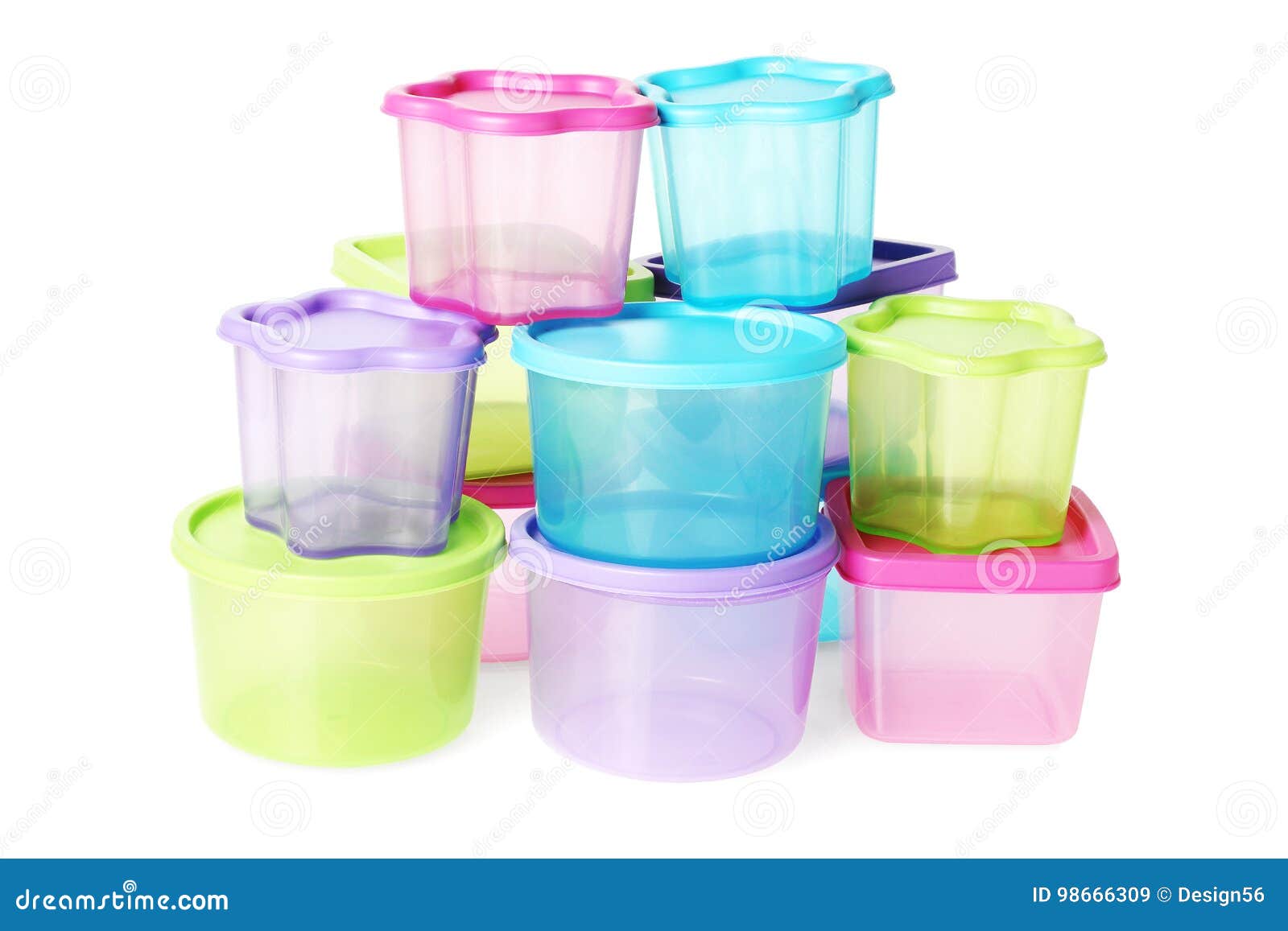 Assorted Colorful Plastic Containers Stock Image - Image of square ...