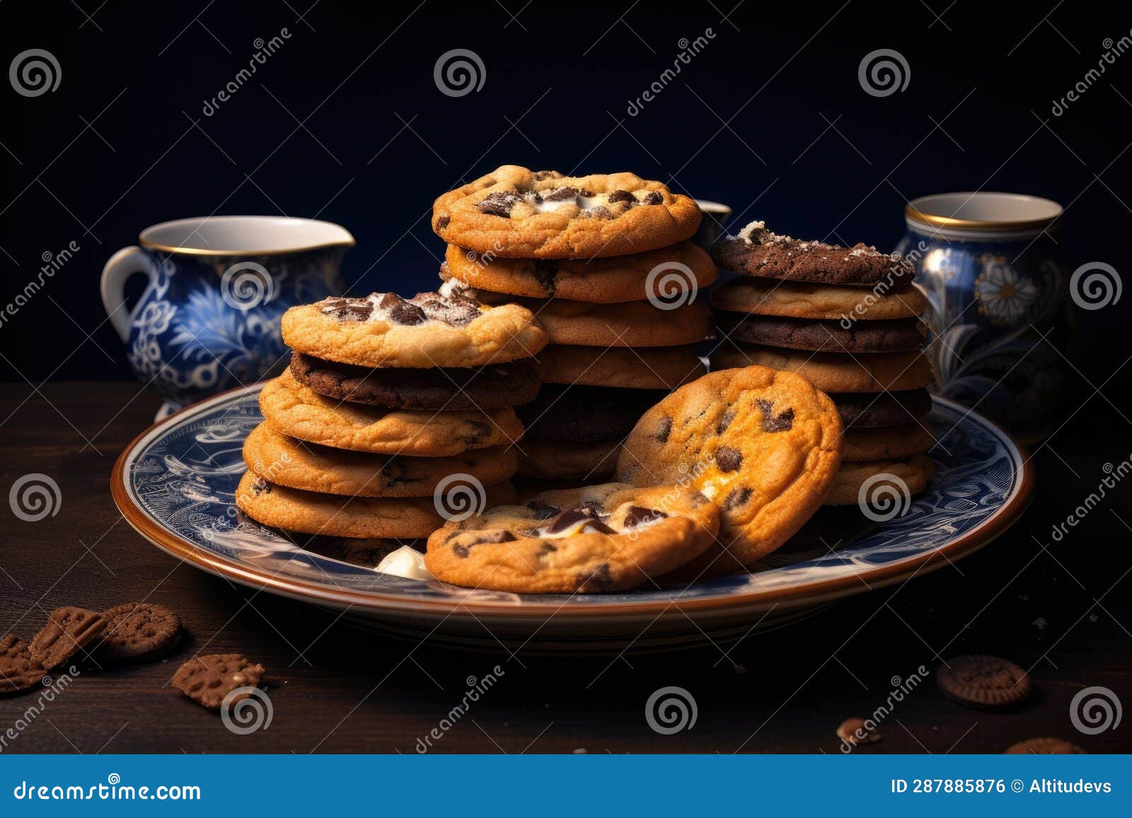 Stack of Assorted Cookies on a Plate Stock Photo - Image of snack ...