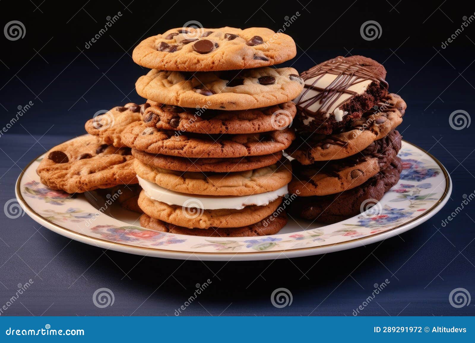 Stack of Assorted Cookies on a Plate Stock Photo - Image of baked ...