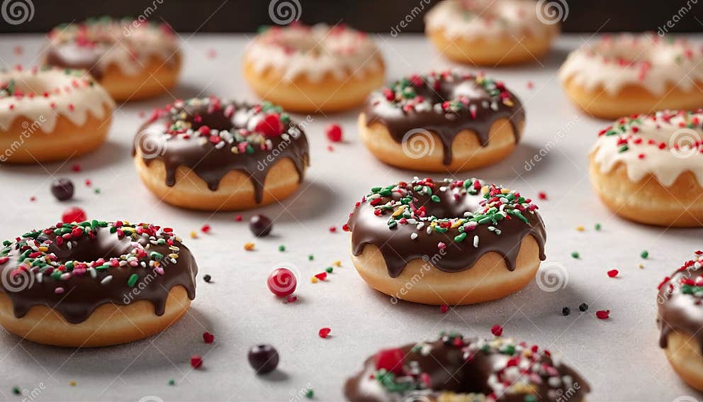 Stack of Assorted Donuts on Colorful Background. Color Glazed Donut ...