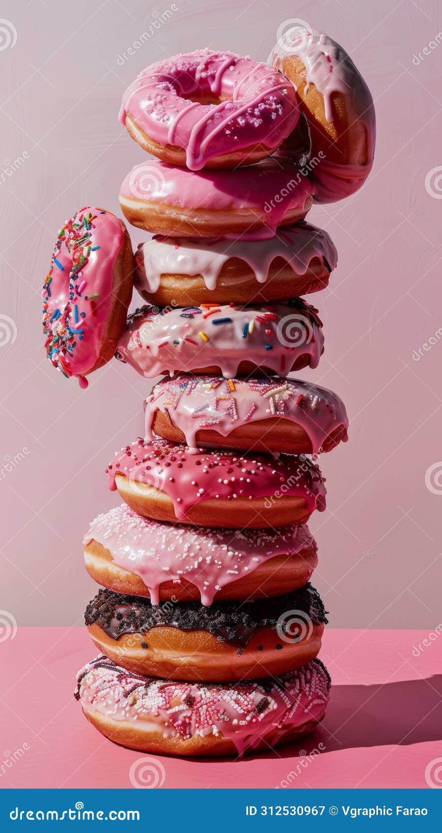 Stack of Assorted Donuts with Icing and Sprinkles Stock Image - Image ...