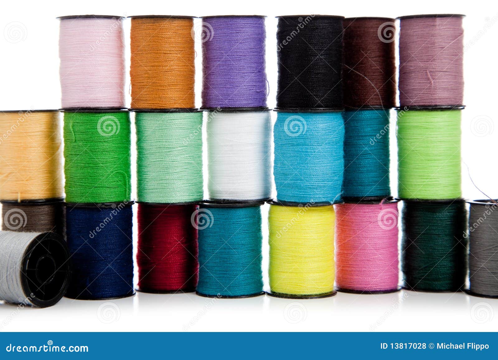 Stack of Assorted Threads on a White Background Stock Photo - Image of ...