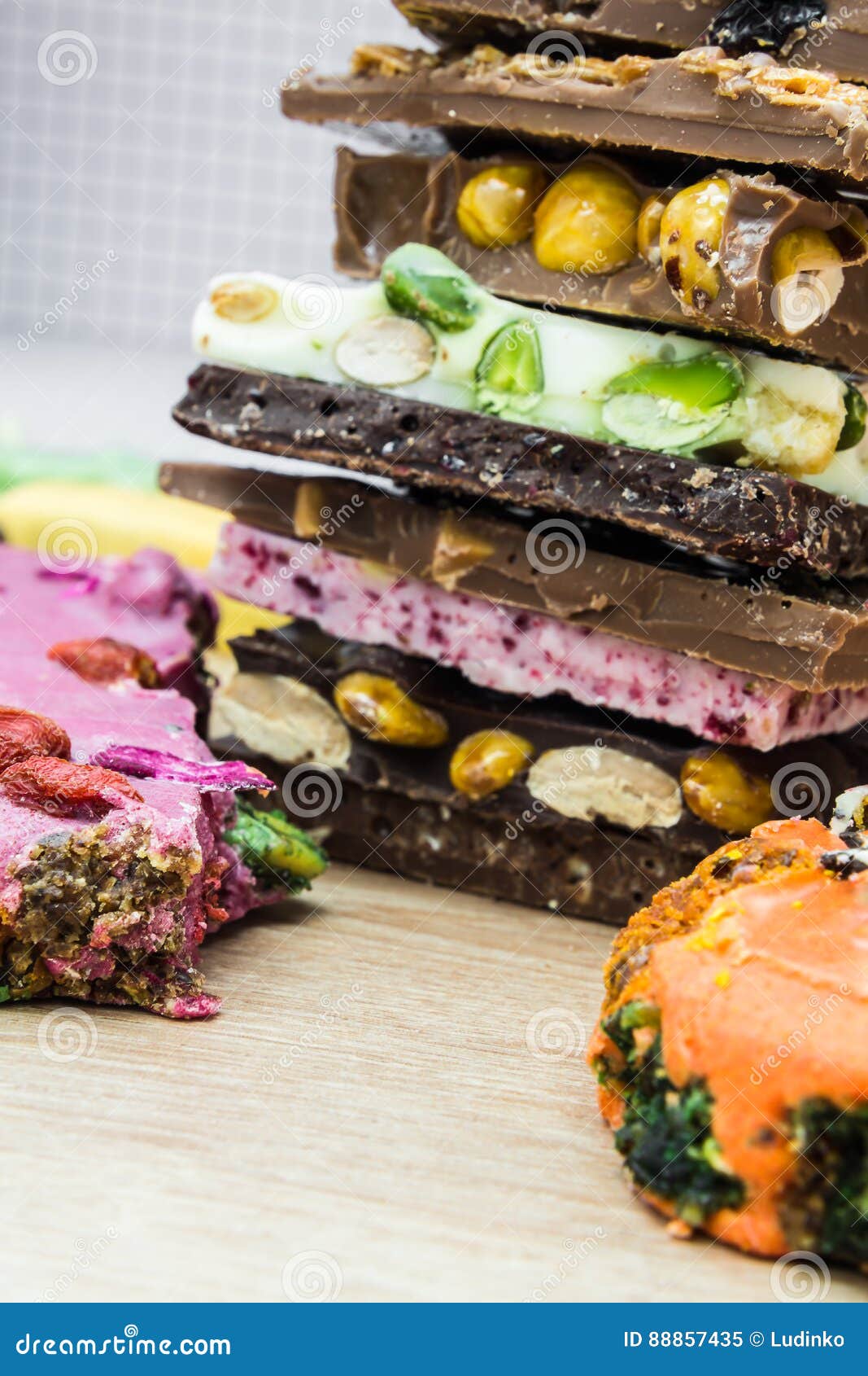 Stack of Assortment Delicious Chocolate Bars Stock Image - Image of ...