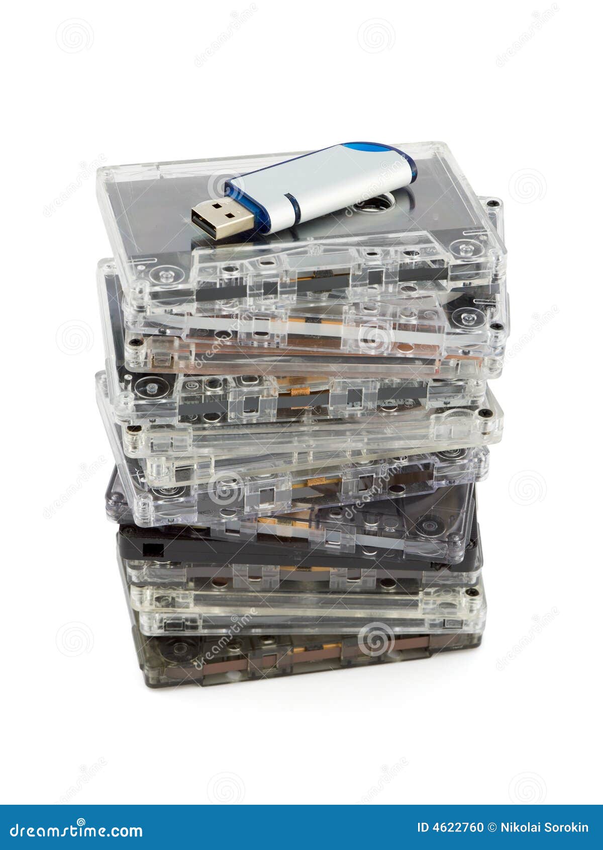 Stack of Audio Cassettes and Flash Memory Stock Photo - Image of ...