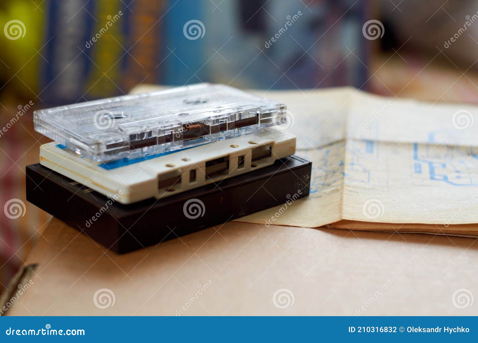 Stack of Audio Cassettes and Radio Scheme Stock Photo - Image of ...
