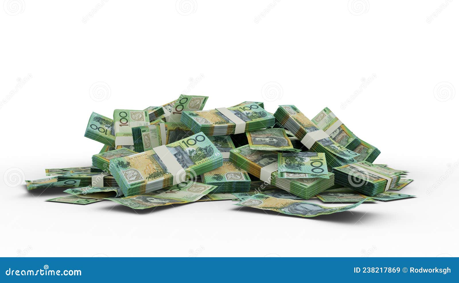 Stack of Australian Dollars Notes Isolated on White Background Stock ...