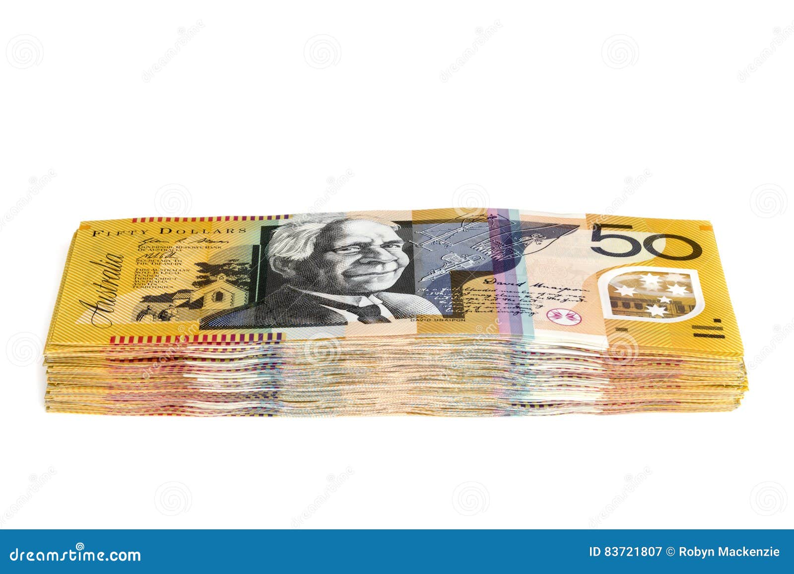 Stack of Australian Money Fifty Dollar Bills Isolated Stock Image ...