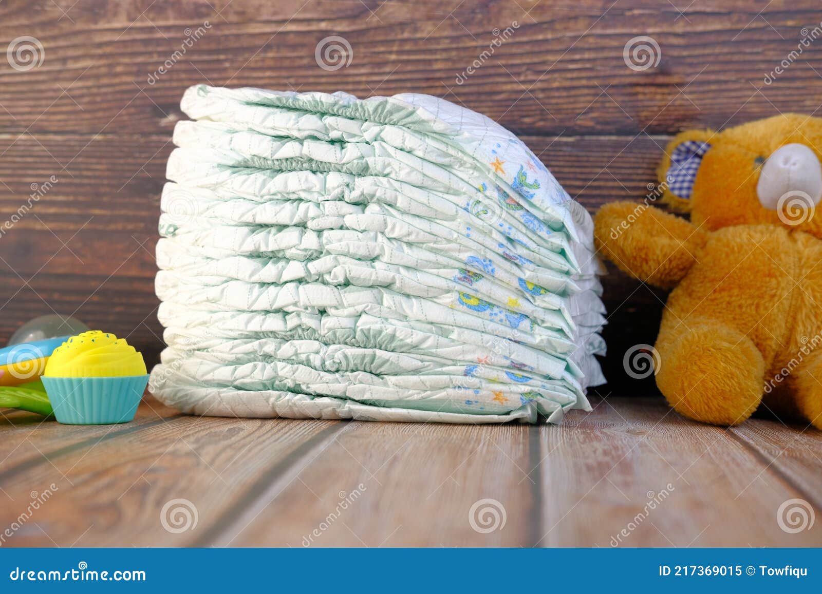 Stack of Baby Diaper on Table, Stock Image - Image of nappy, parenthood ...