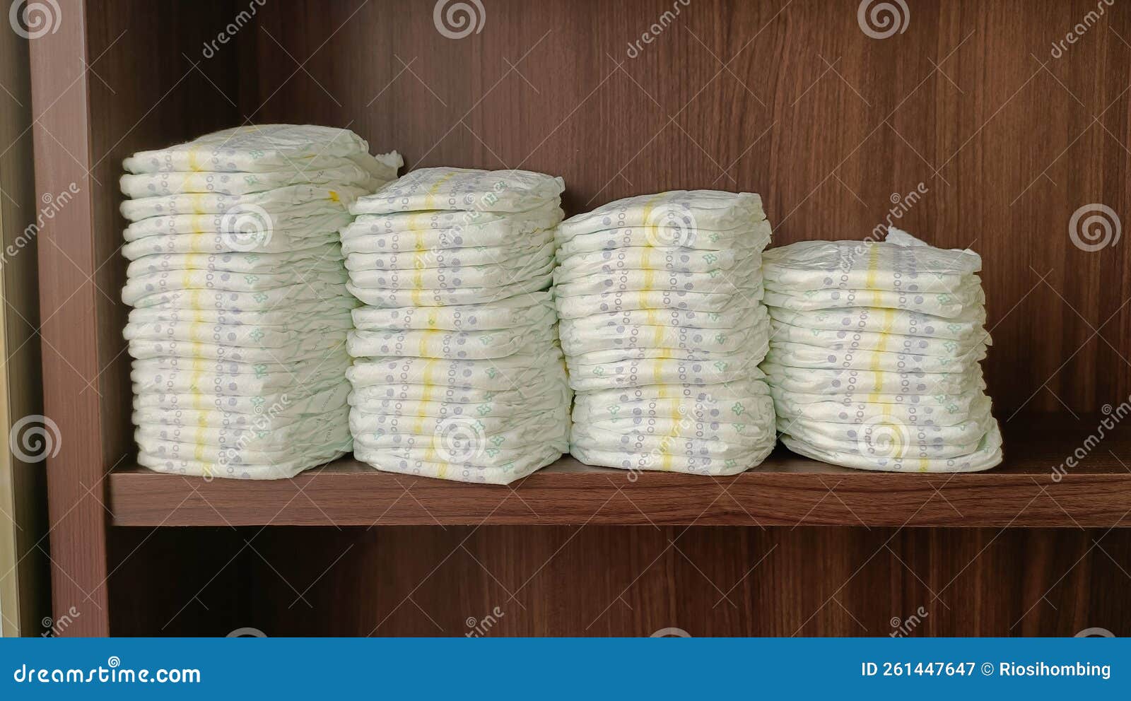 Stack of Baby Diapers on a Shelf. Stock Image - Image of diapers ...