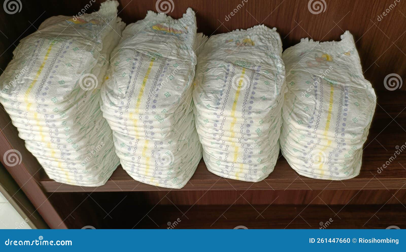 Stack of Baby Diapers on a Shelf. Stock Photo - Image of comfort, tool ...