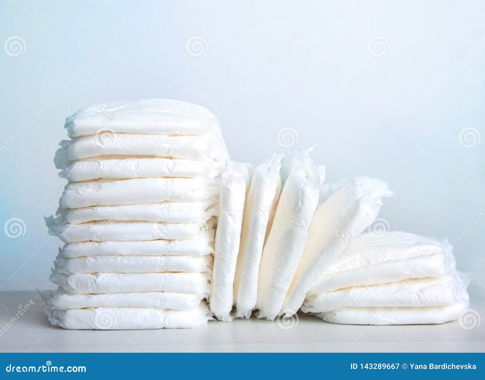 Stack of Baby Diapers on Table Stock Image - Image of hygienic ...