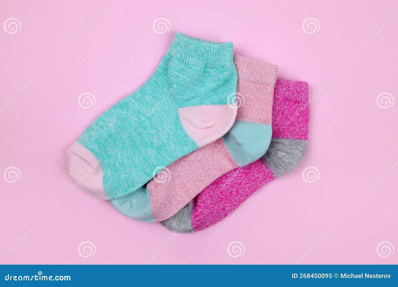 Stack of Baby Socks on Pink Background Stock Image - Image of fashion ...