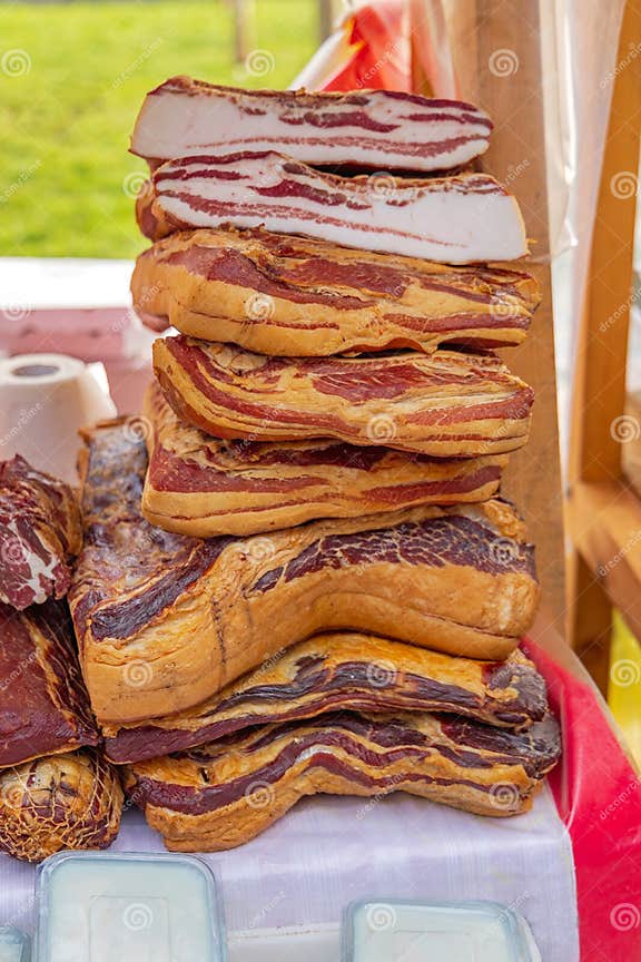 Stack of Bacon Slabs stock image. Image of balkans, large - 266123257