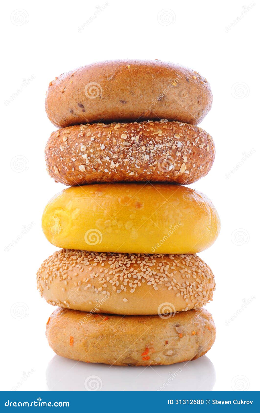 Stack of Bagels stock photo. Image of seeds, sesame, golden - 31312680