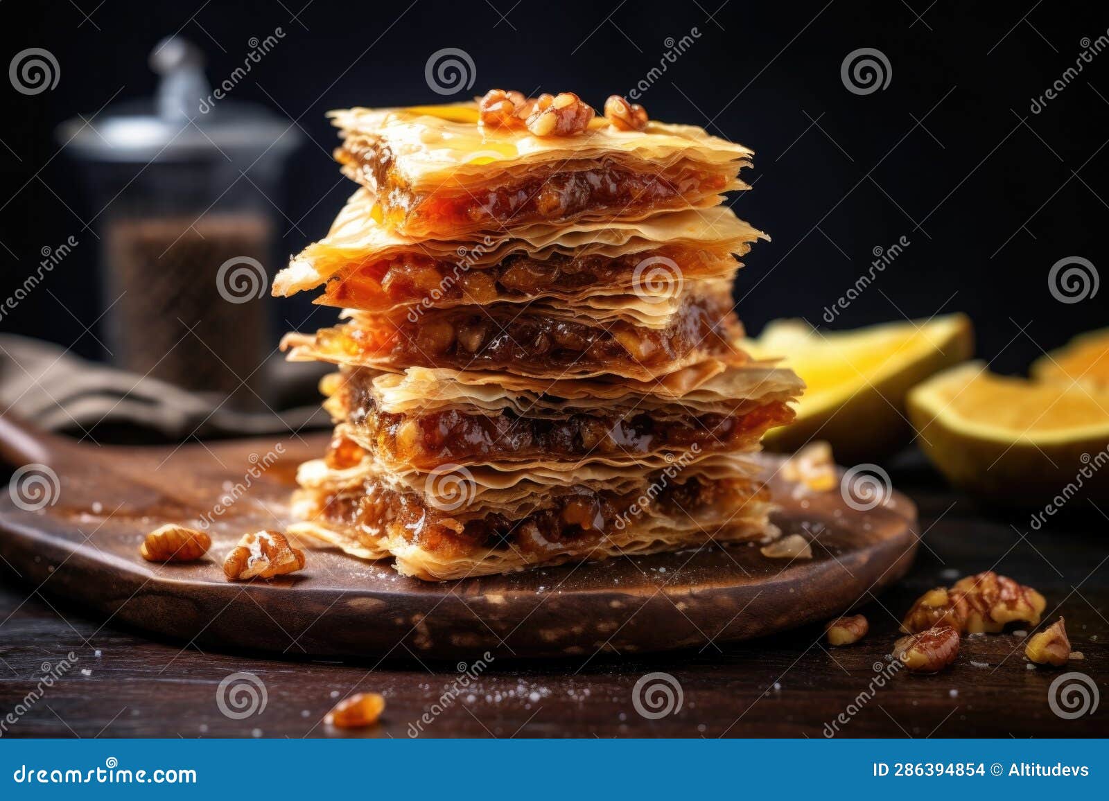Stack of Baklava with Parchment Paper in between Stock Photo - Image of ...