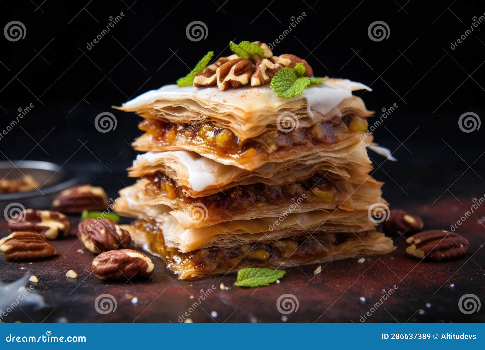 Stack of Baklava with Parchment Paper in between Stock Image - Image of ...
