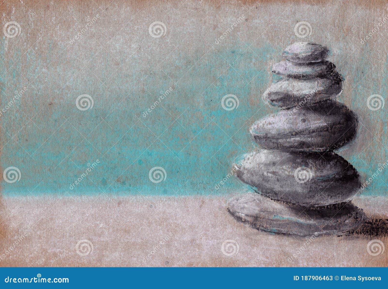 Stack Of Balanced Stones On The Beach Drawing By Pastel Royalty-Free ...