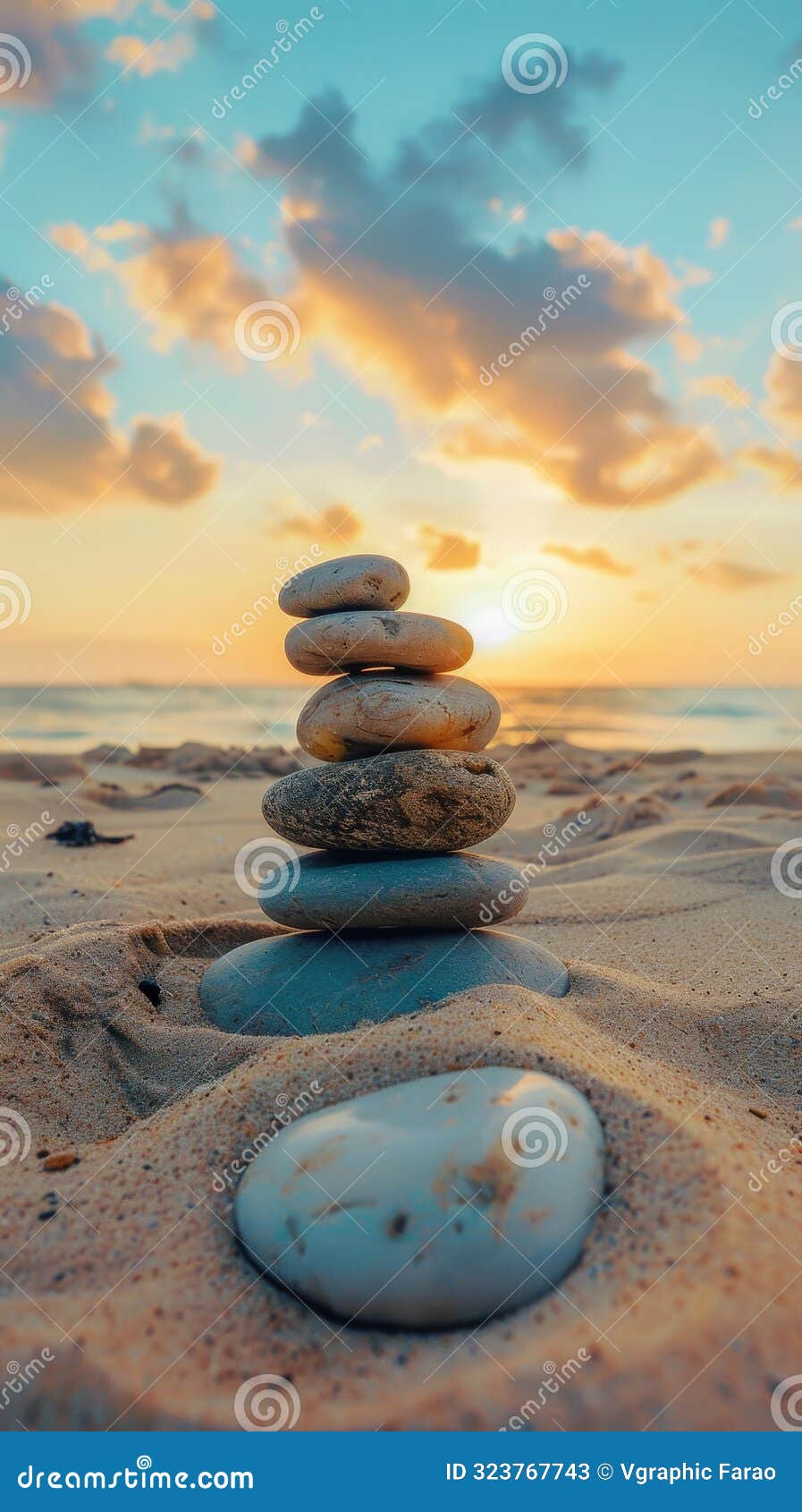 Stack of Balanced Stones on the Beach during Sunset, Tranquility and ...