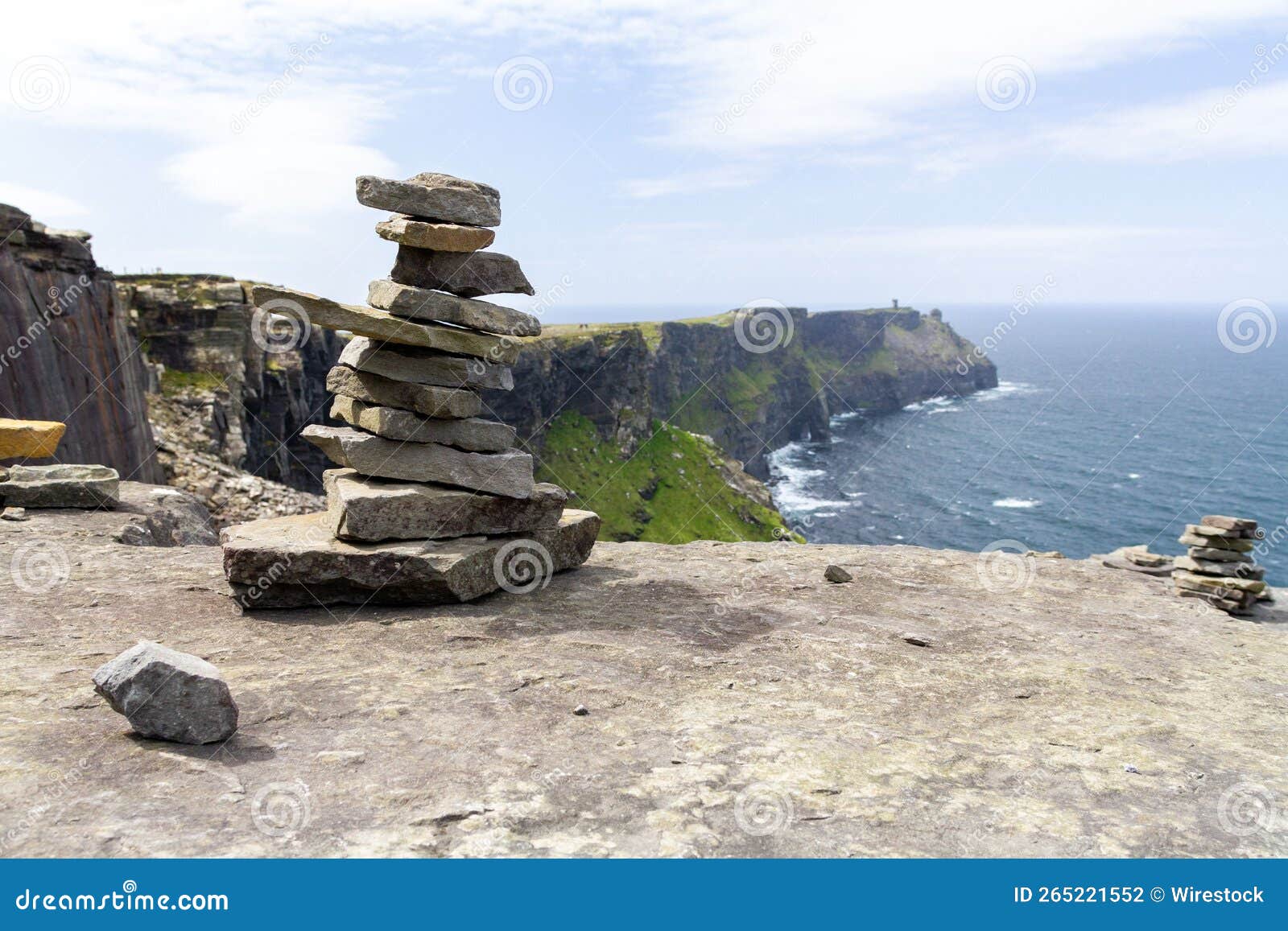 Stack of Balanced Stones on the Shore of Cliffs of Moher in County ...
