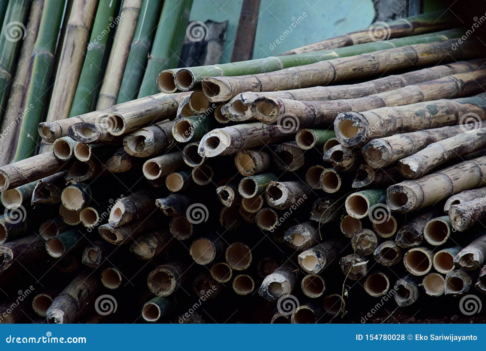 A Stack of Bamboo Sticks Neatly Arranged Stock Photo - Image of ...