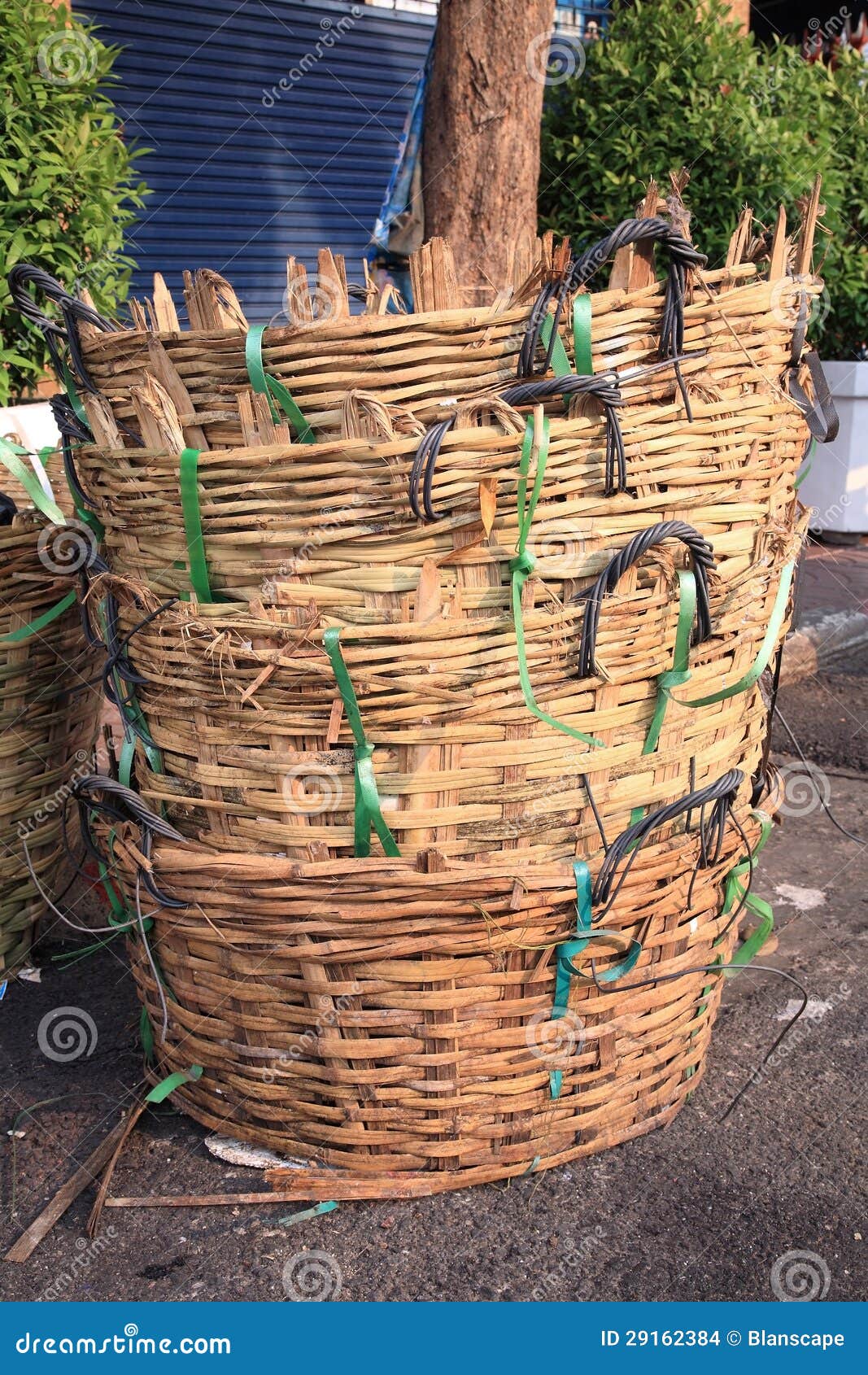 Stack of Bamboo Trash Baskets Stock Photo - Image of craft, repetition ...