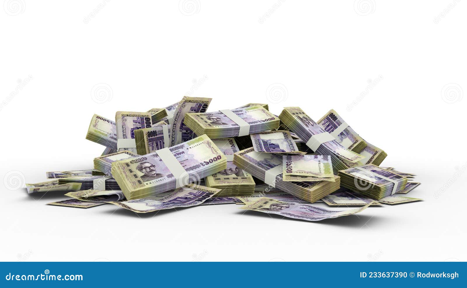 Stack of 1000 Bangladesh Taka Notes Isolated on White Background Stock ...